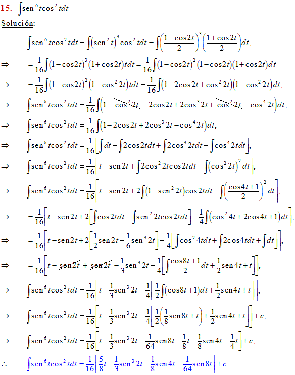 Fórmulas De Integración Trigonométricas